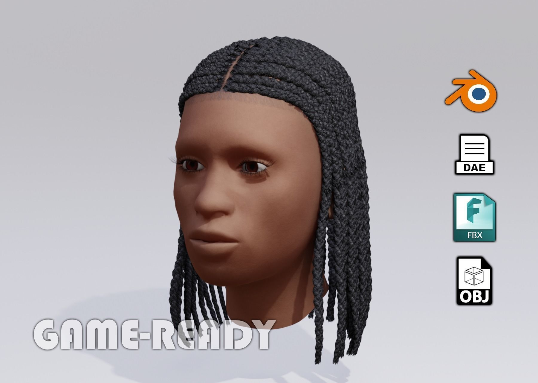 3D model Female afro hair braids 3d Model v01 VR / AR / low-poly | CGTrader