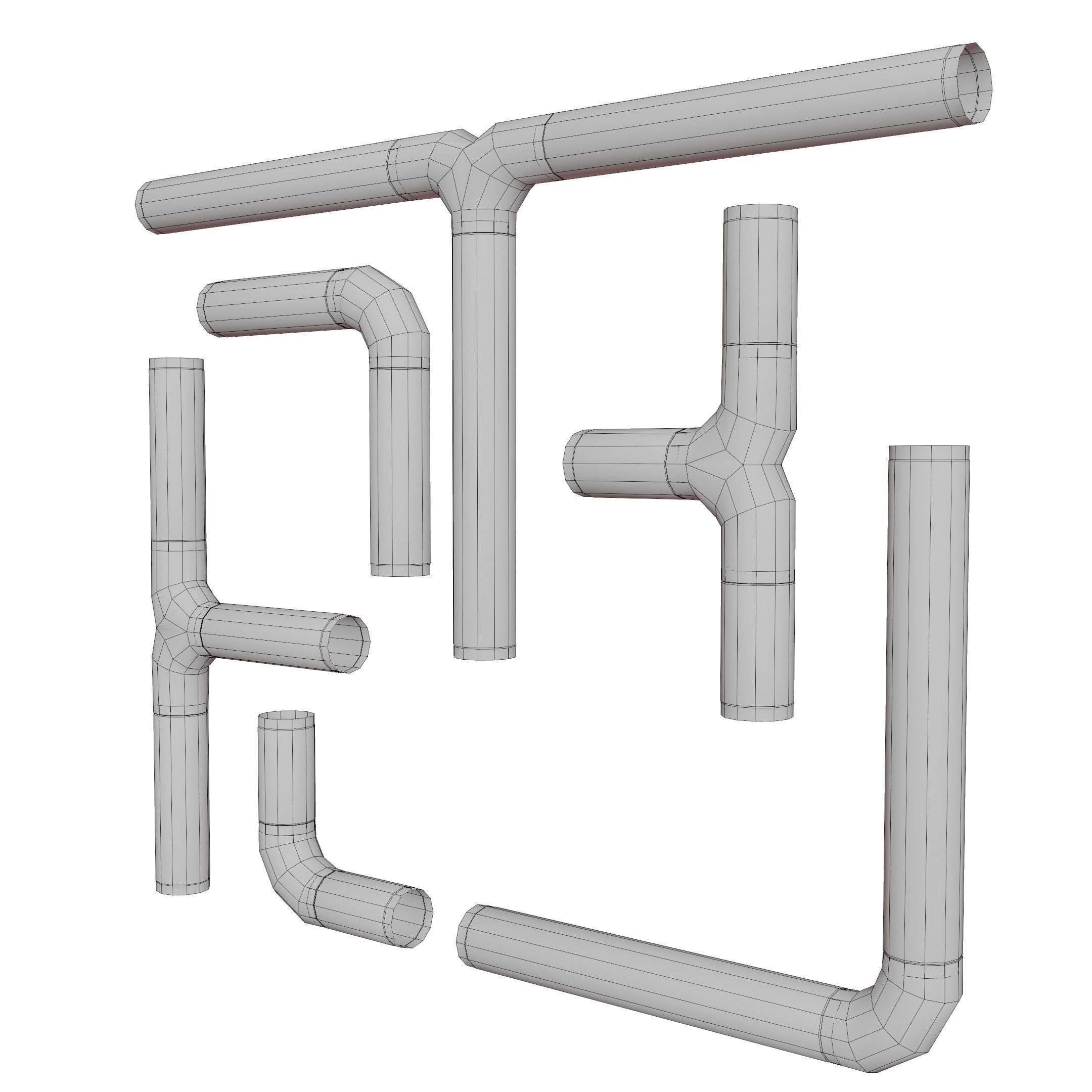 3D model Round HVAC Ducting Pack VR / AR / low-poly | CGTrader