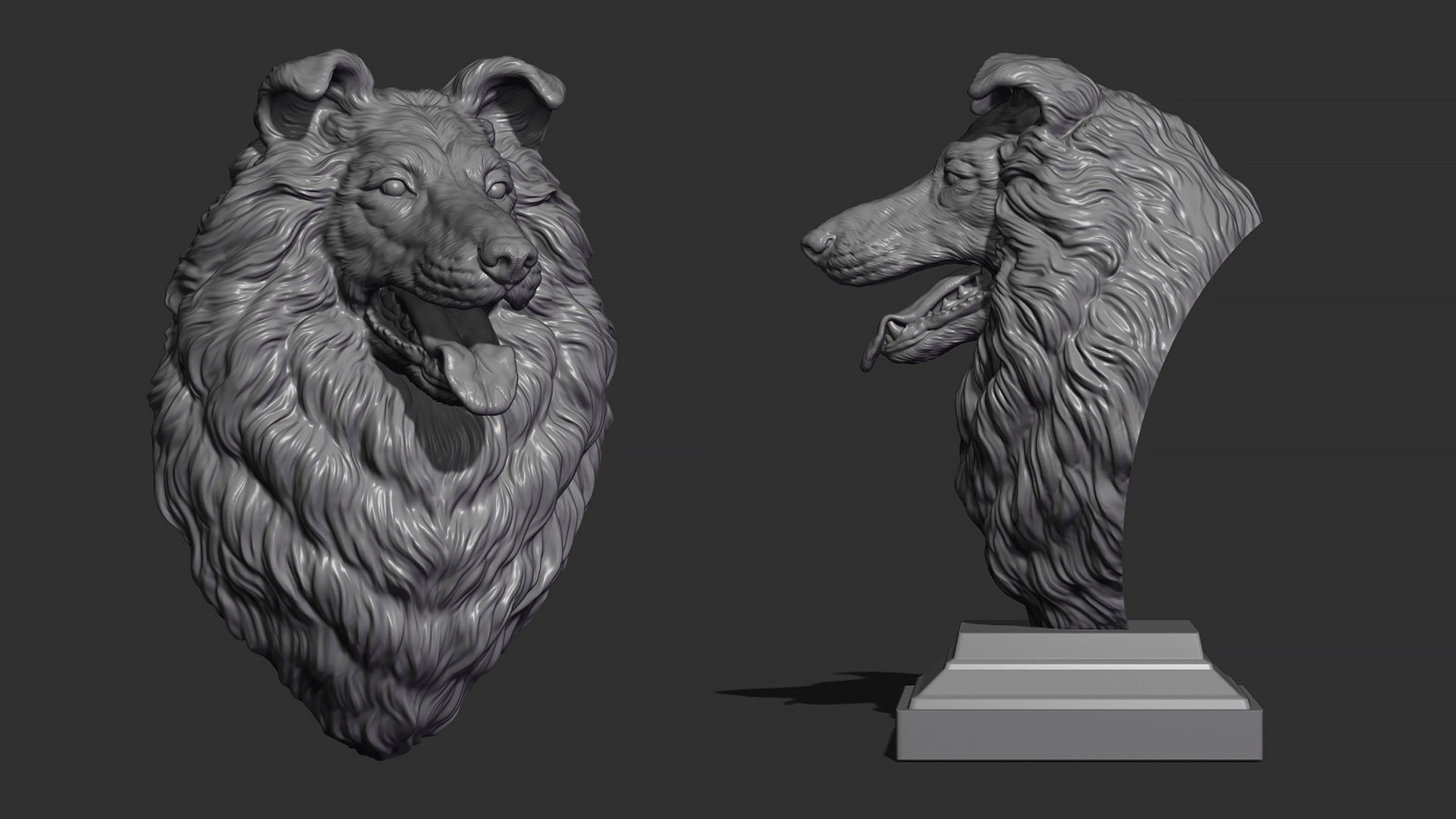 Collie Dog head 3D model 3D printable | CGTrader