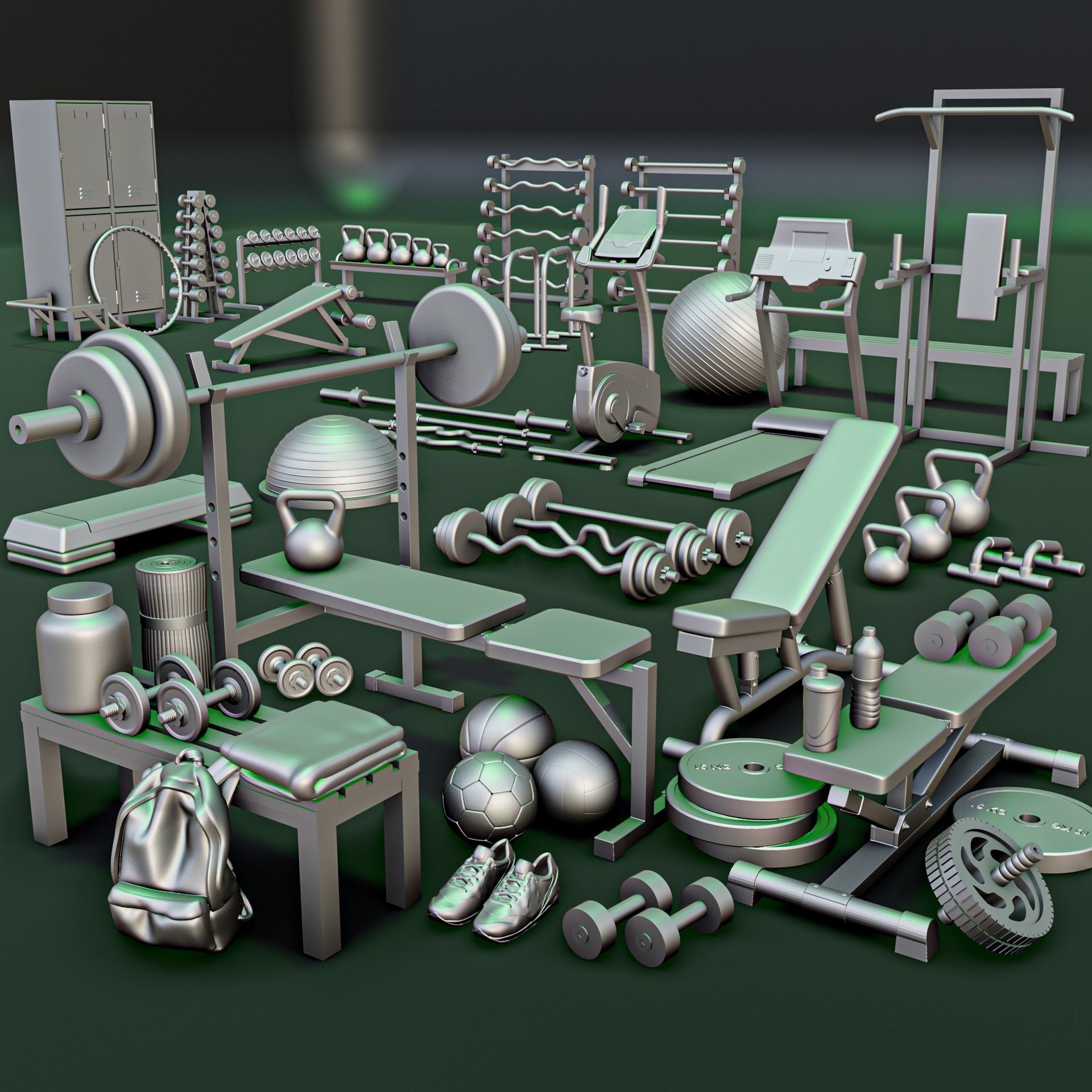 Sport Gym Diorama Pack 3D model 3D printable | CGTrader
