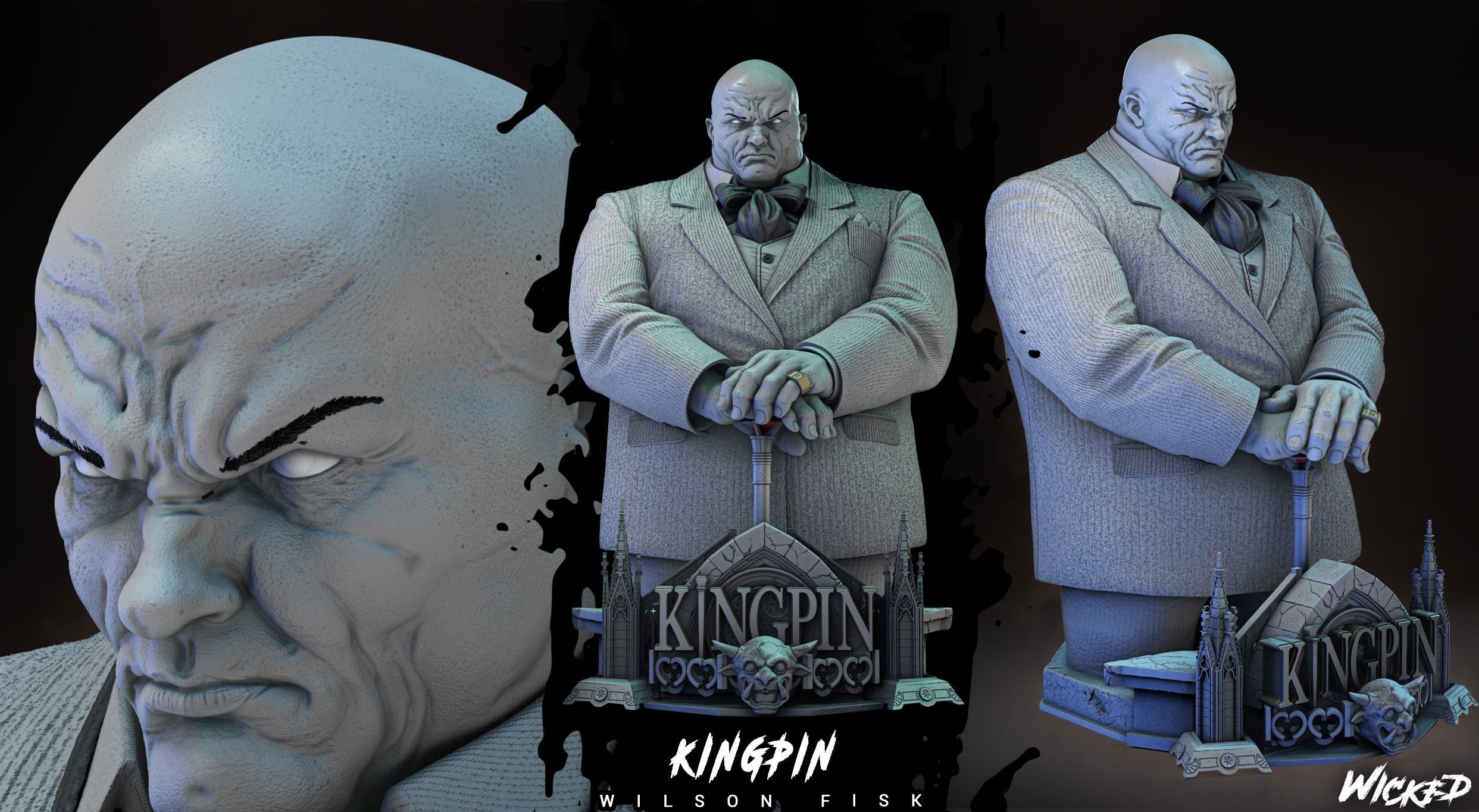 Wicked Marvel Kingpin Bust ready for 3d printing 3D model 3D printable ...