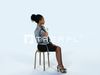 3D model May 04C Champagne Glass African American Sitting Casual Woman VR / AR / low-poly | CGTrader