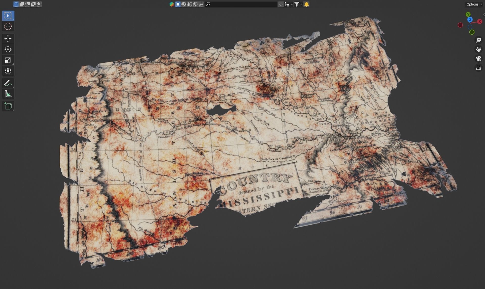 3D Worn Map of Mississippi model 3D model | CGTrader