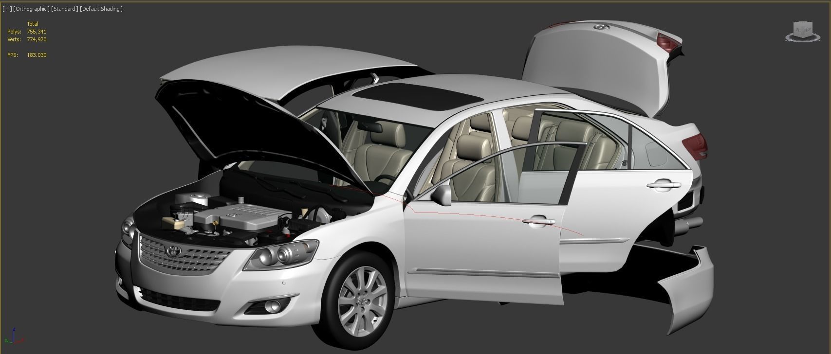 Toyota Aurion 2007 - 2011 with engine and bumpers support 3D model ...