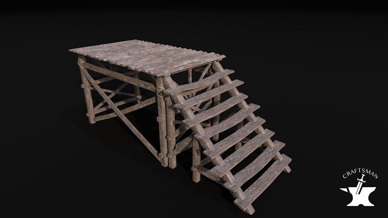 3D model Realistic Medieval Logs Fence Palisade VR / AR / low-poly ...