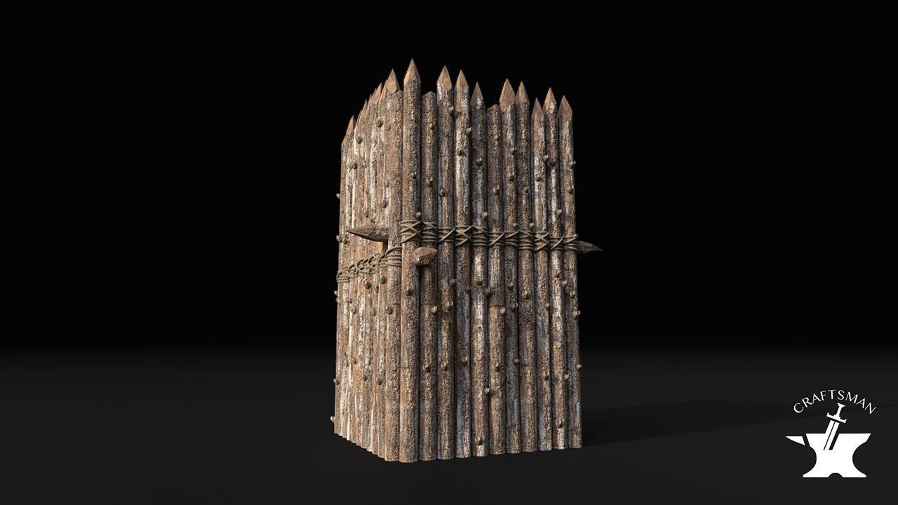 3D model Realistic Medieval Logs Fence Palisade VR / AR / low-poly ...