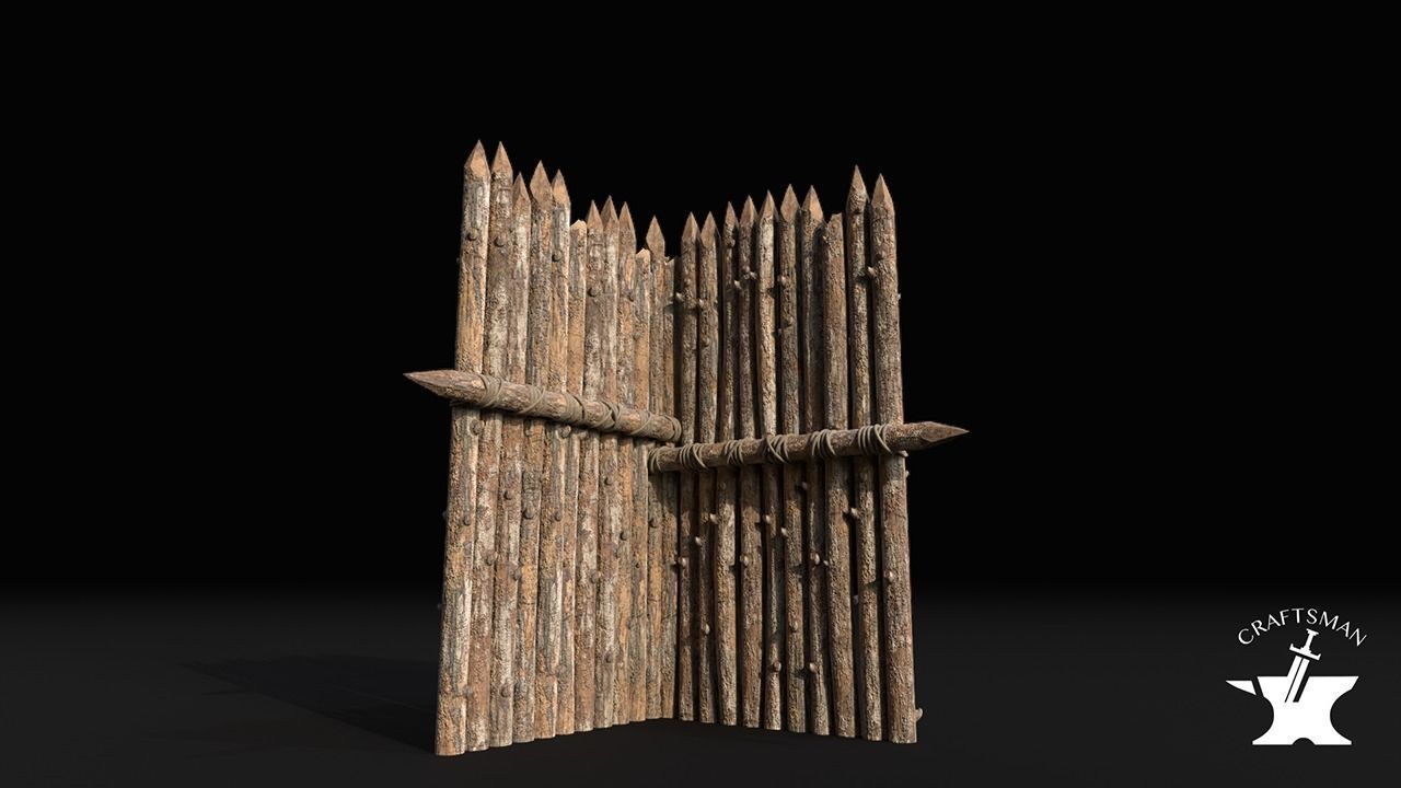 3D model Realistic Medieval Logs Fence Palisade VR / AR / low-poly ...
