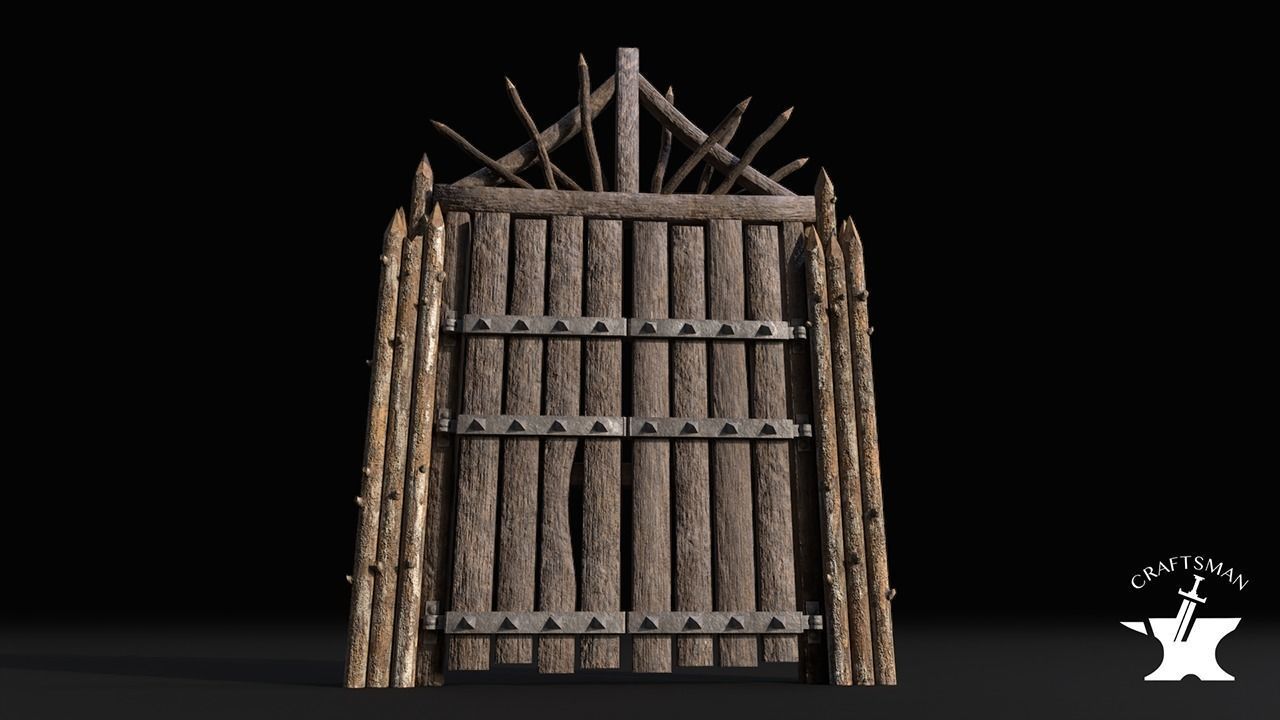 3D model Realistic Medieval Logs Fence Palisade VR / AR / low-poly ...