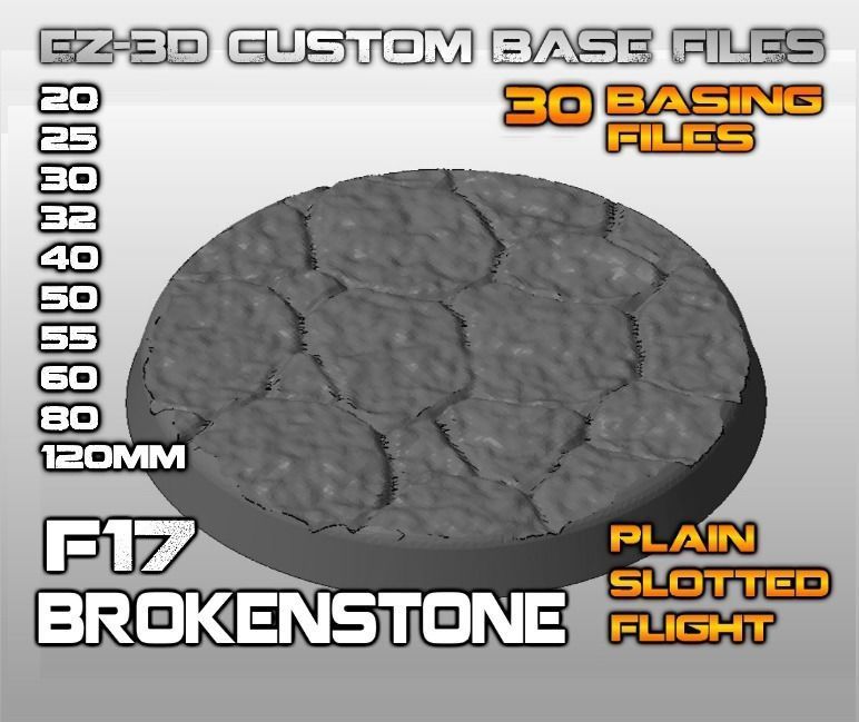 F17 - BROKENSTONE 20-120mm Round Bases 3D model 3D printable | CGTrader