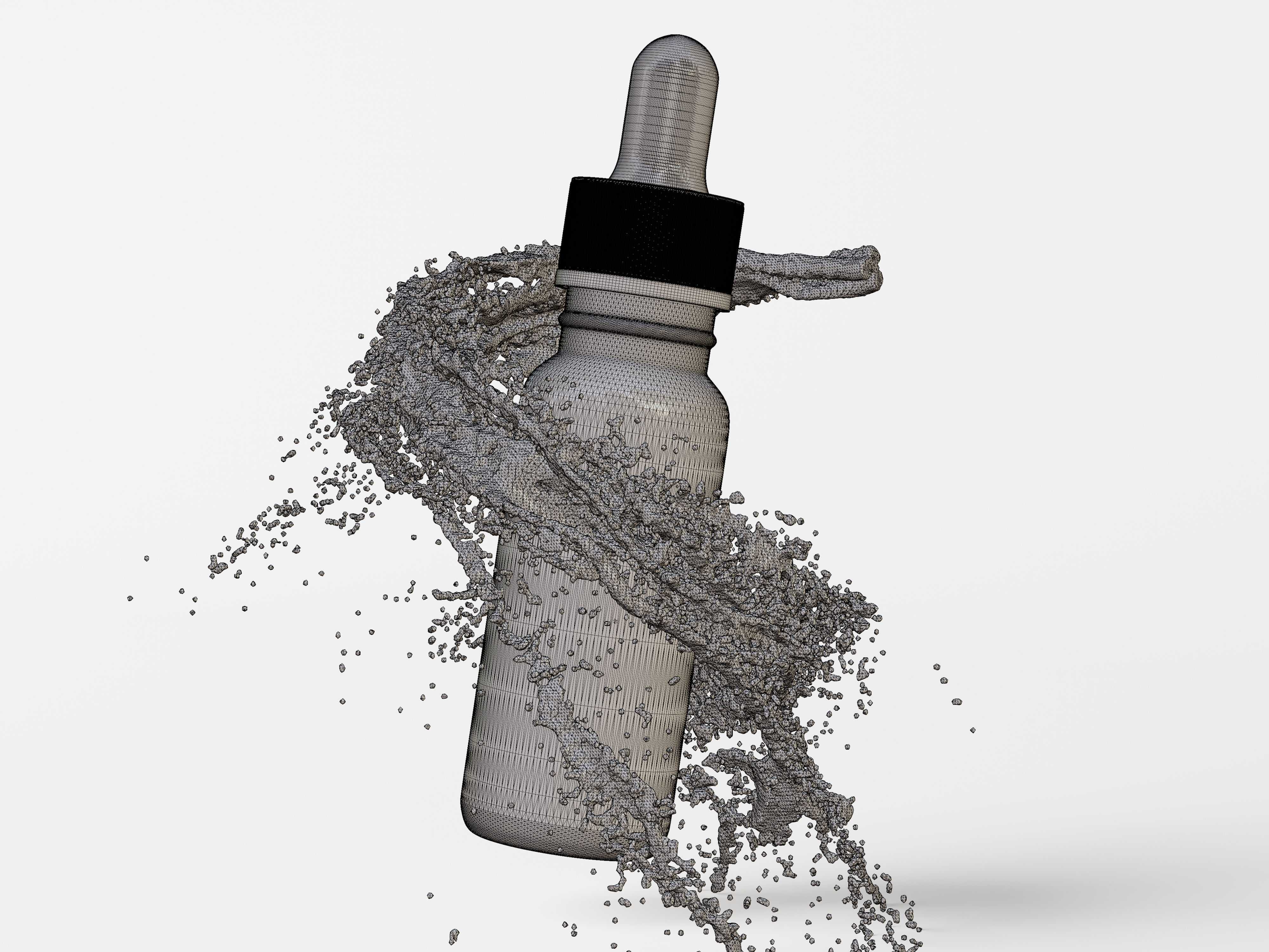 3D model Cosmetic Dropper Bottle with Liquid Splash VR / AR / low-poly ...