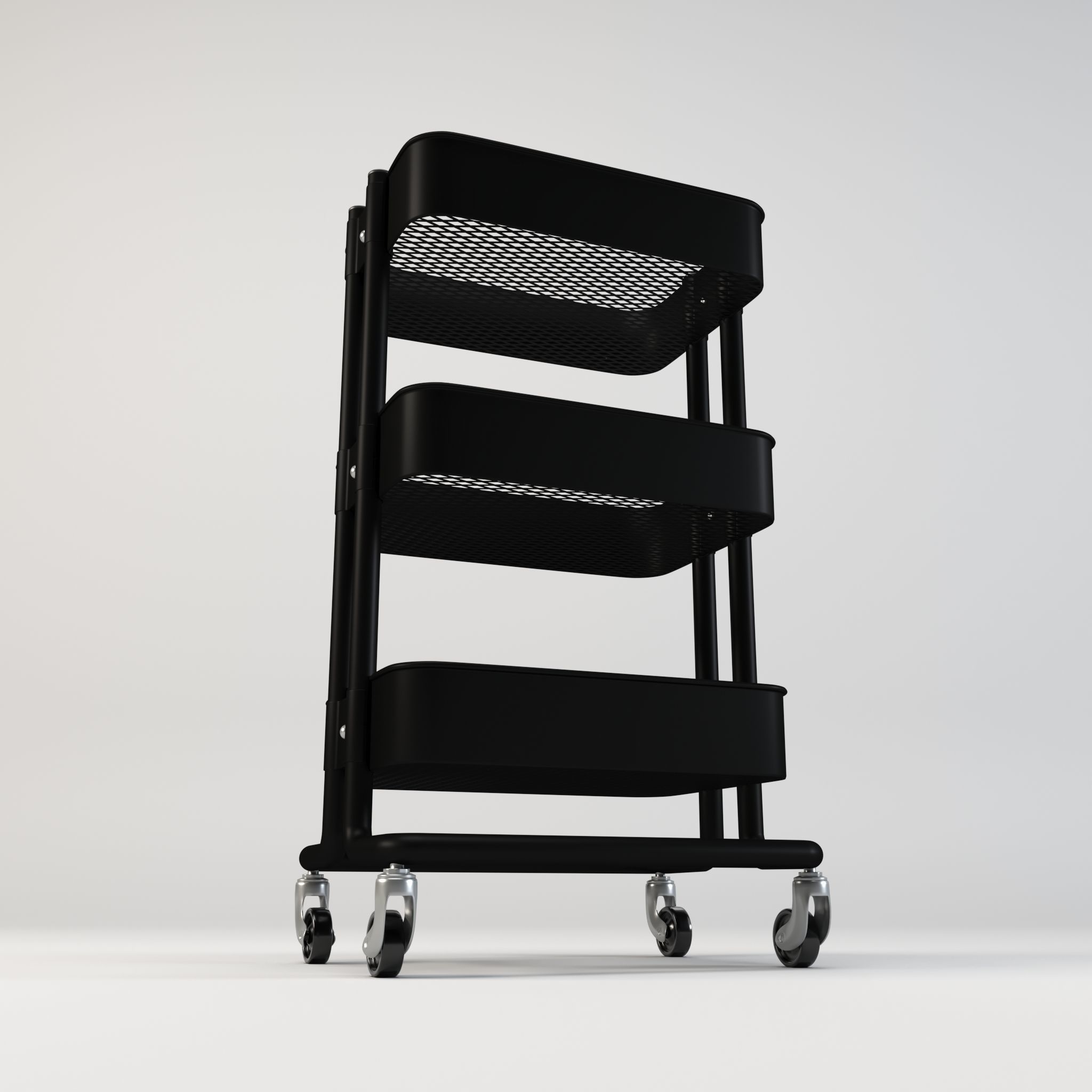 3D model Trolley - Rolling trolley - Kitchen trolley - Utility cart VR ...