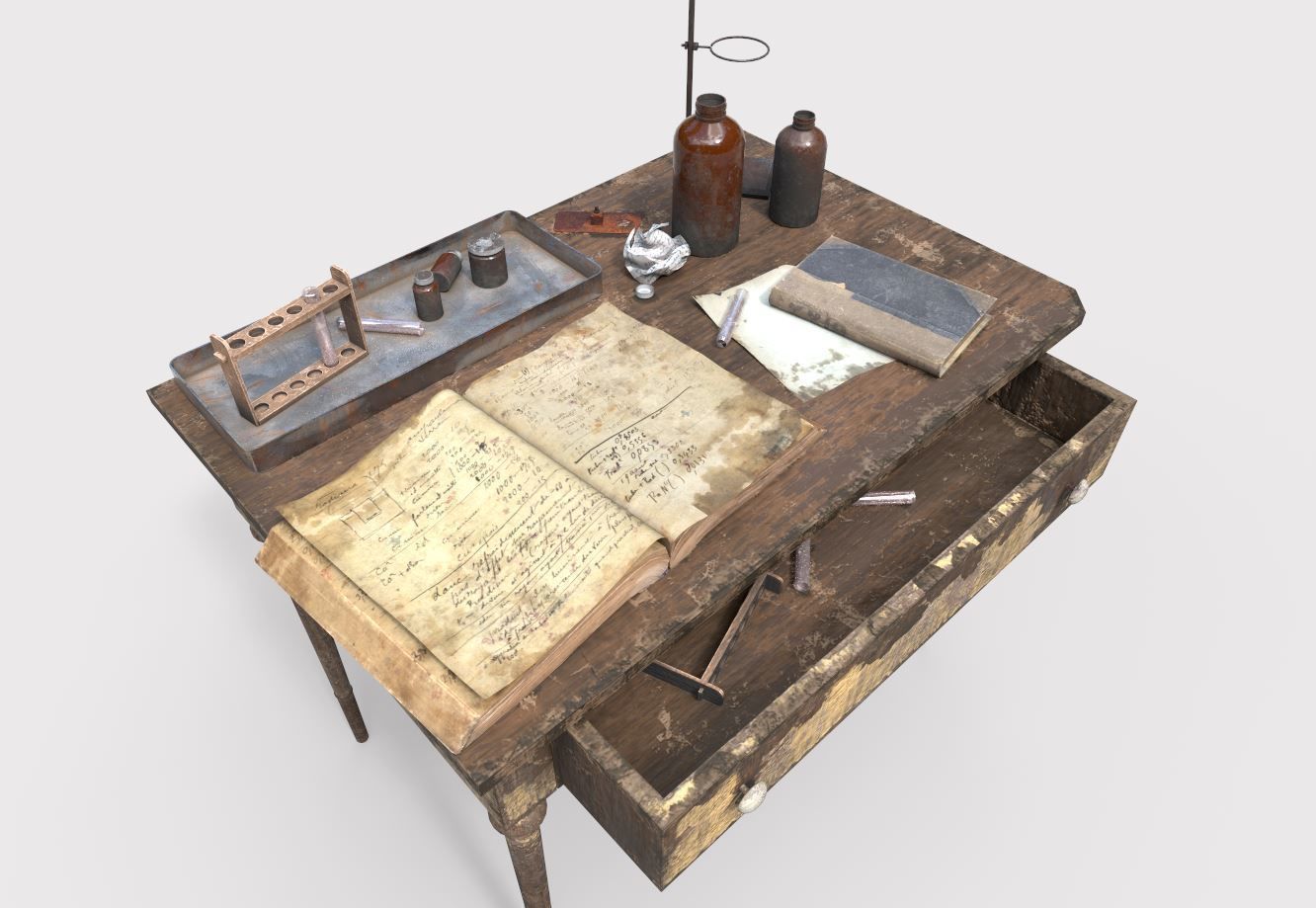 Abandoned Laboratory Table And Equipments 3D model | CGTrader