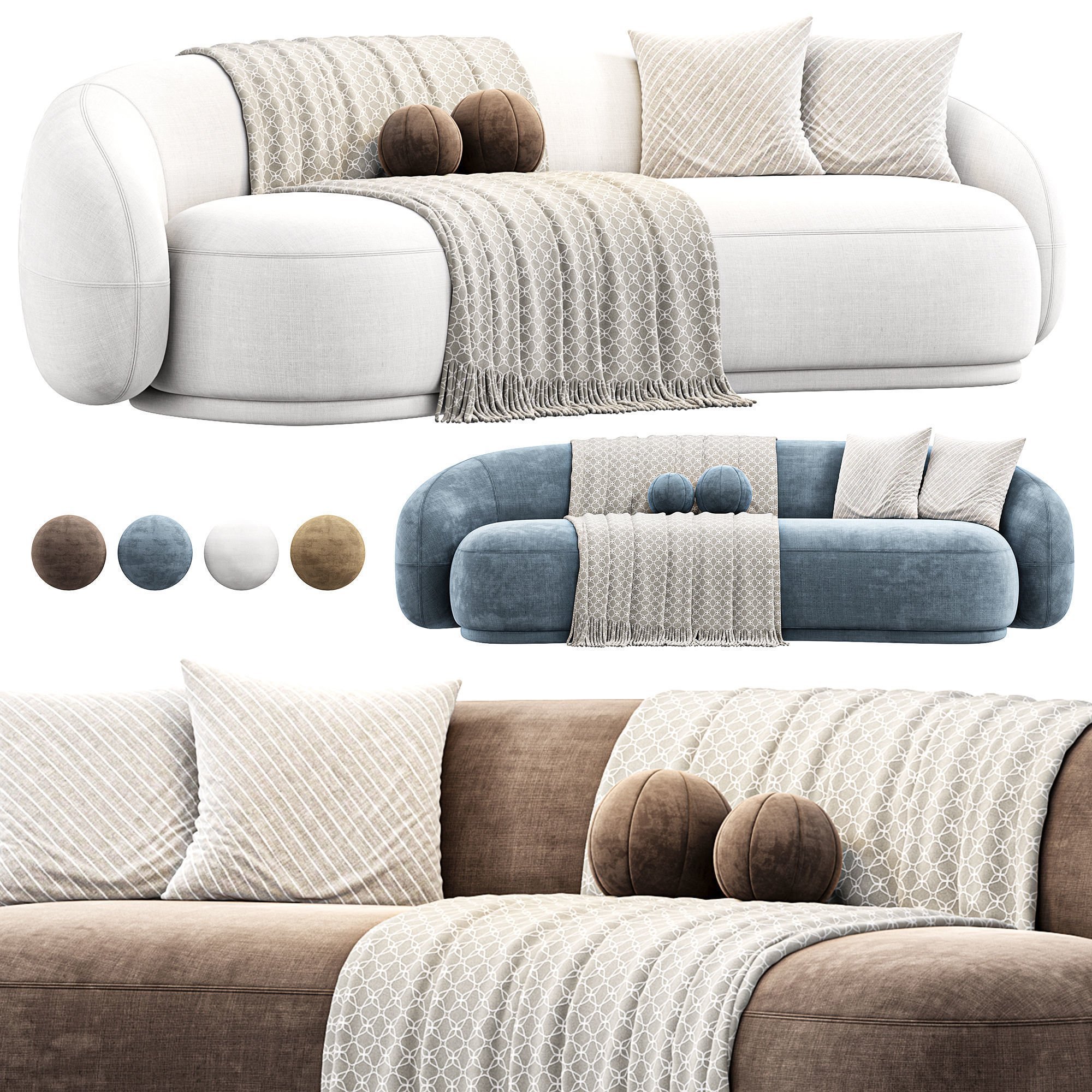 Kendall Velvet Sofa By Highfashionhome 3D model | CGTrader