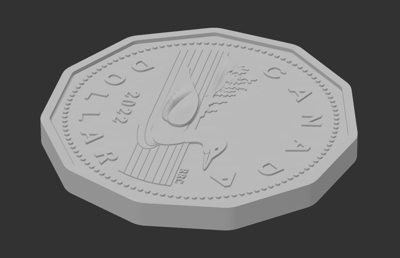 Canadian Loonie Dollar Coin Money 3D model 3D printable | CGTrader
