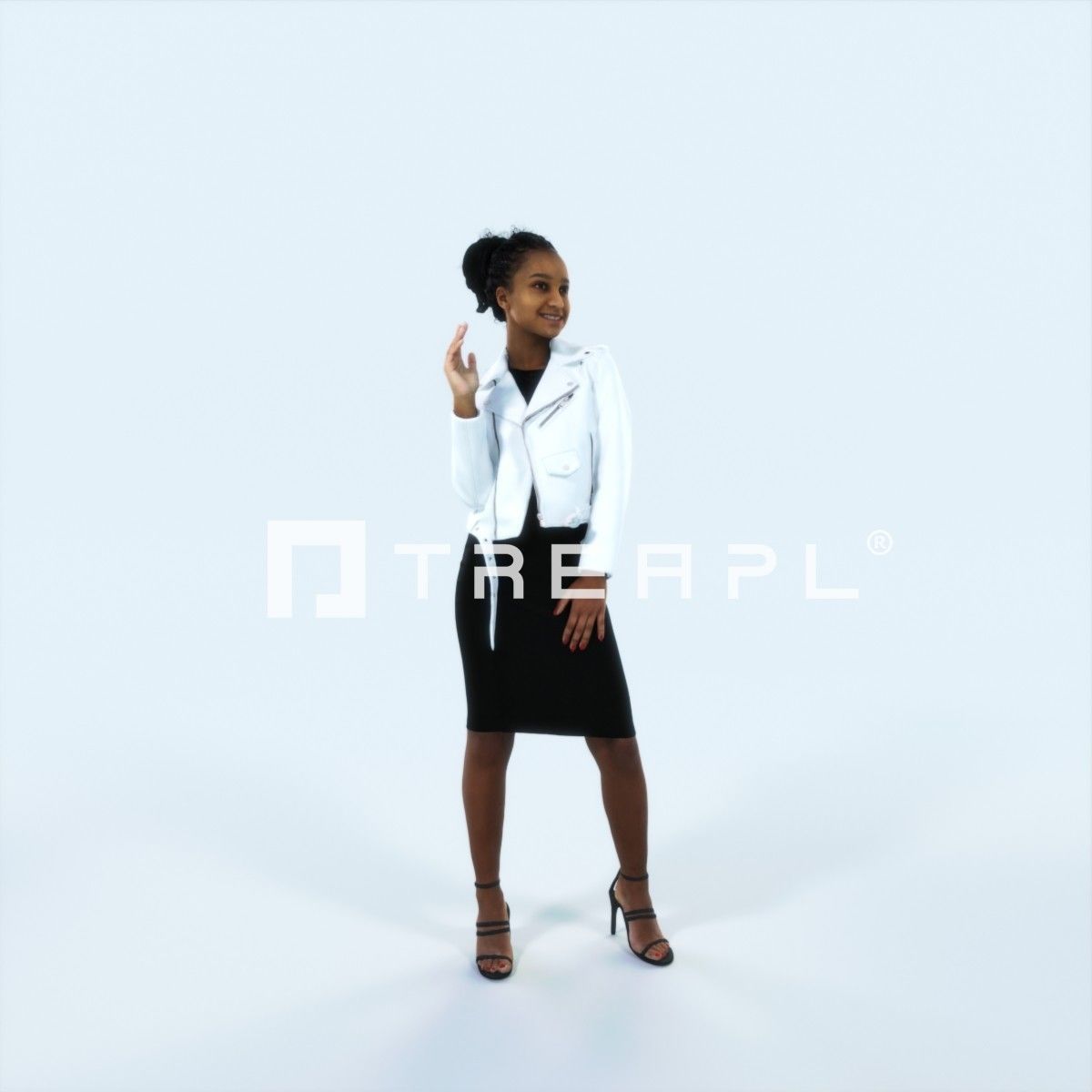 3D model May 12D waving Casual Black African American Woman VR / AR ...