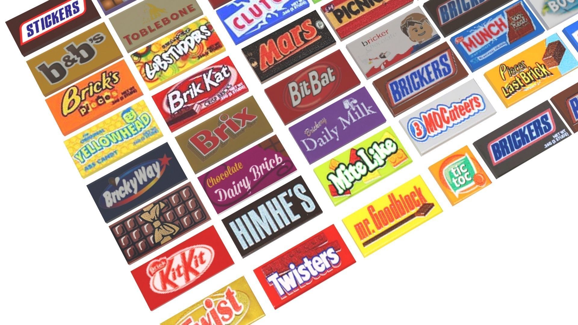 Lego Chocolate Bar Tiles Set 3D model | CGTrader