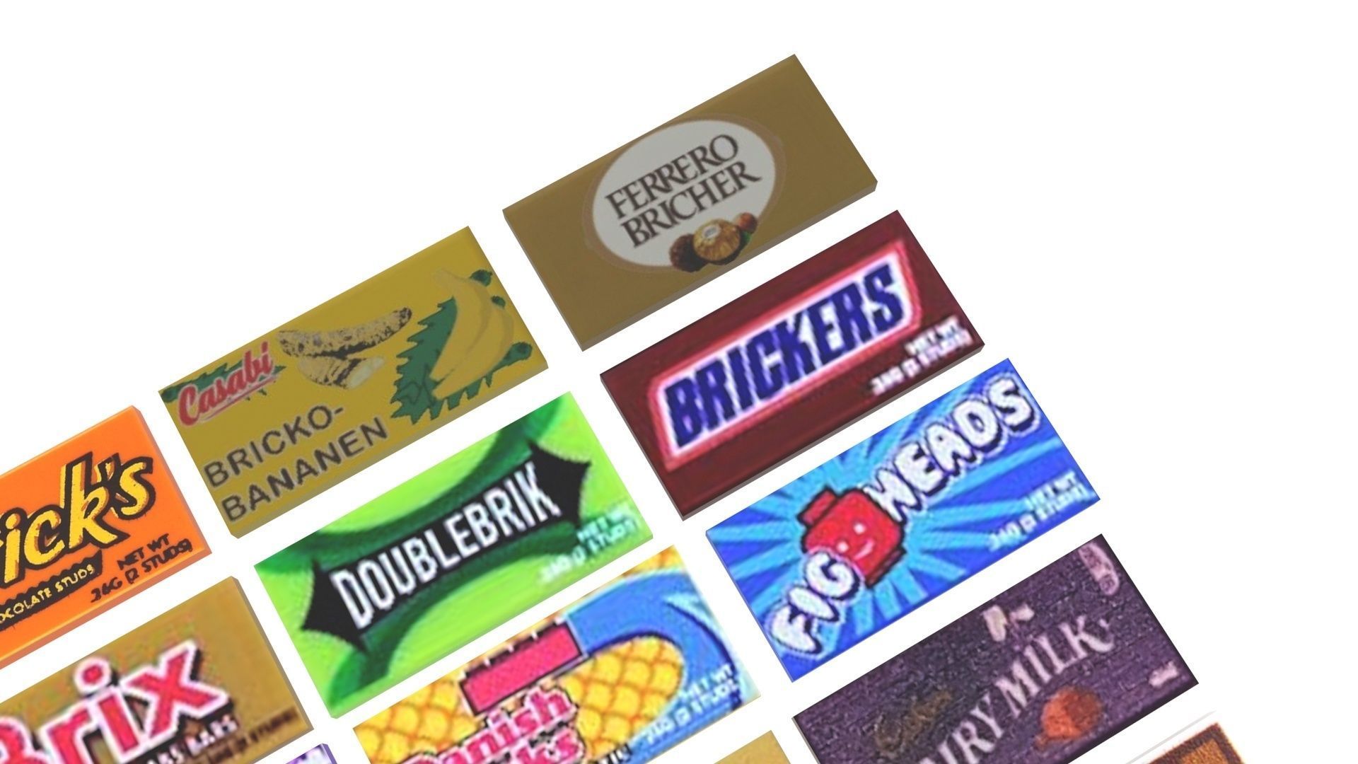Lego Chocolate Bar Tiles Set 3D model | CGTrader