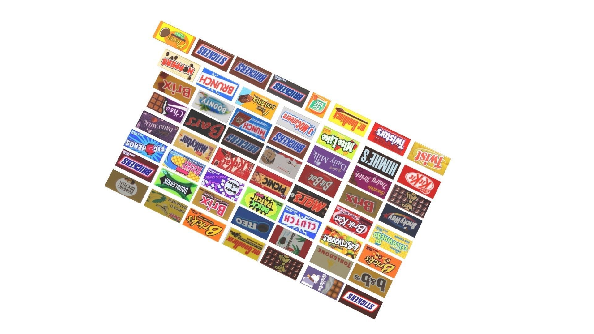 Lego Chocolate Bar Tiles Set 3D model | CGTrader