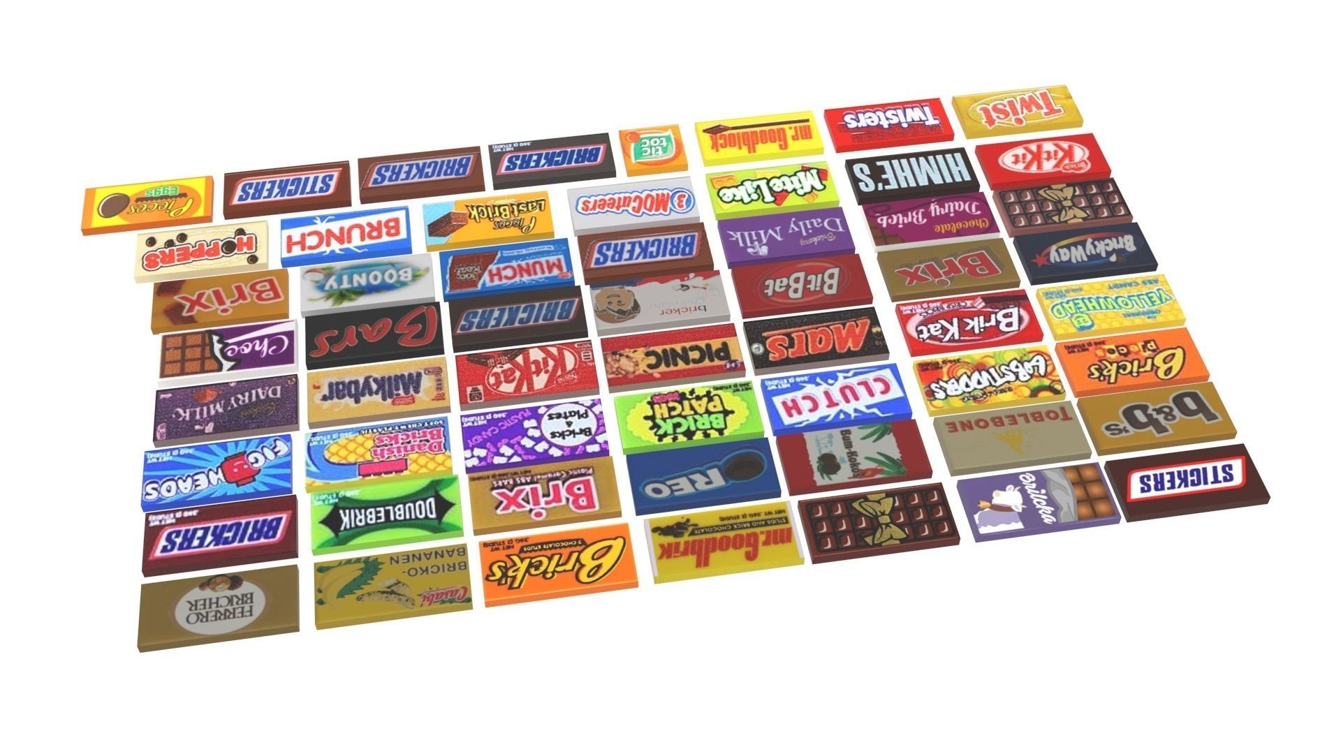 Lego Chocolate Bar Tiles Set 3D model | CGTrader