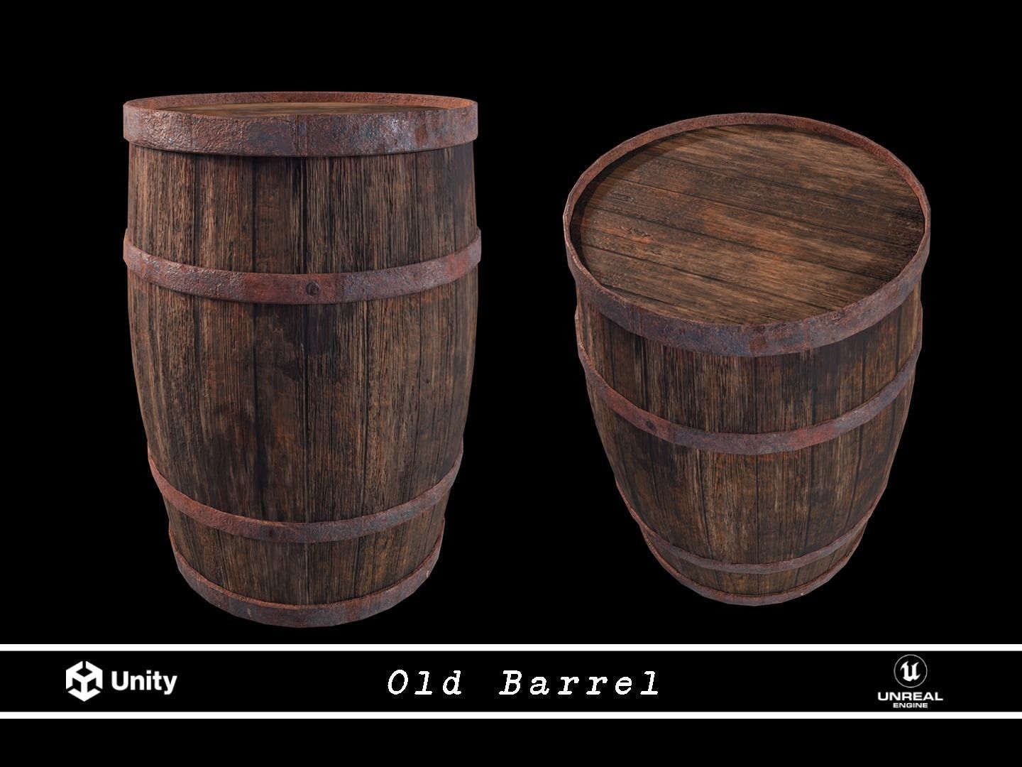 3D model Rustic Old Barrel - Game Ready - Low Poly - PBR VR / AR / low ...