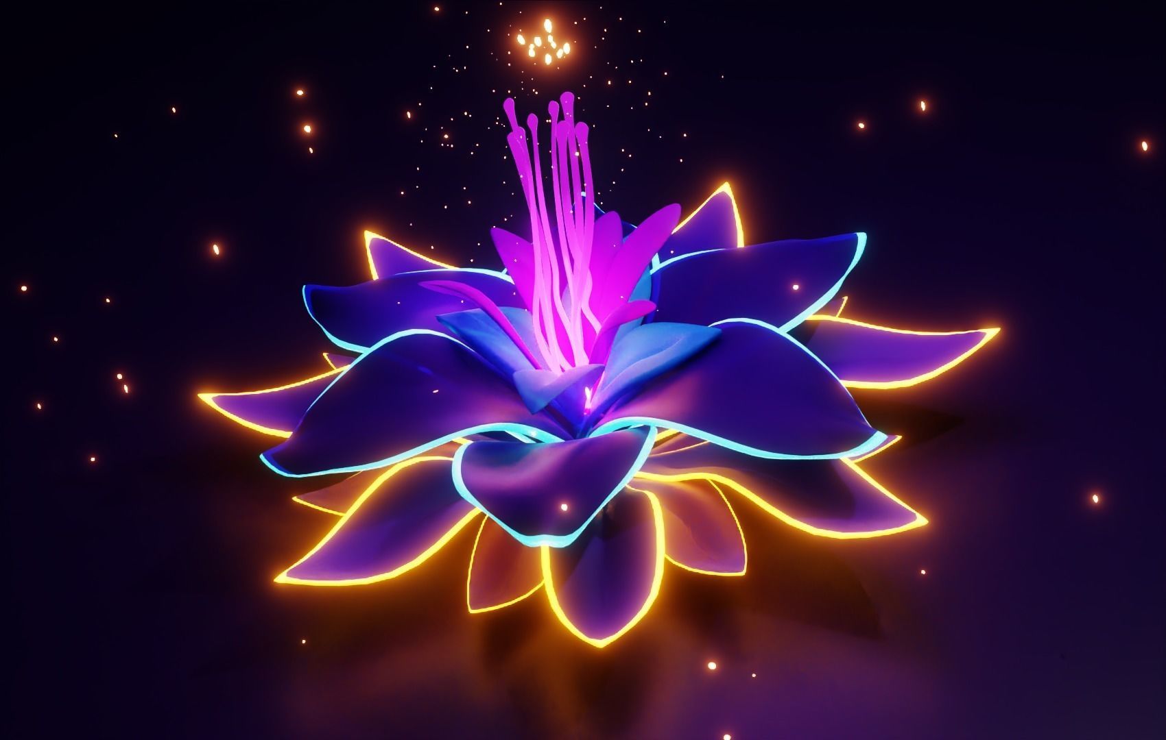bioluminescent flower with beautiful animation free VR / AR / low-poly ...