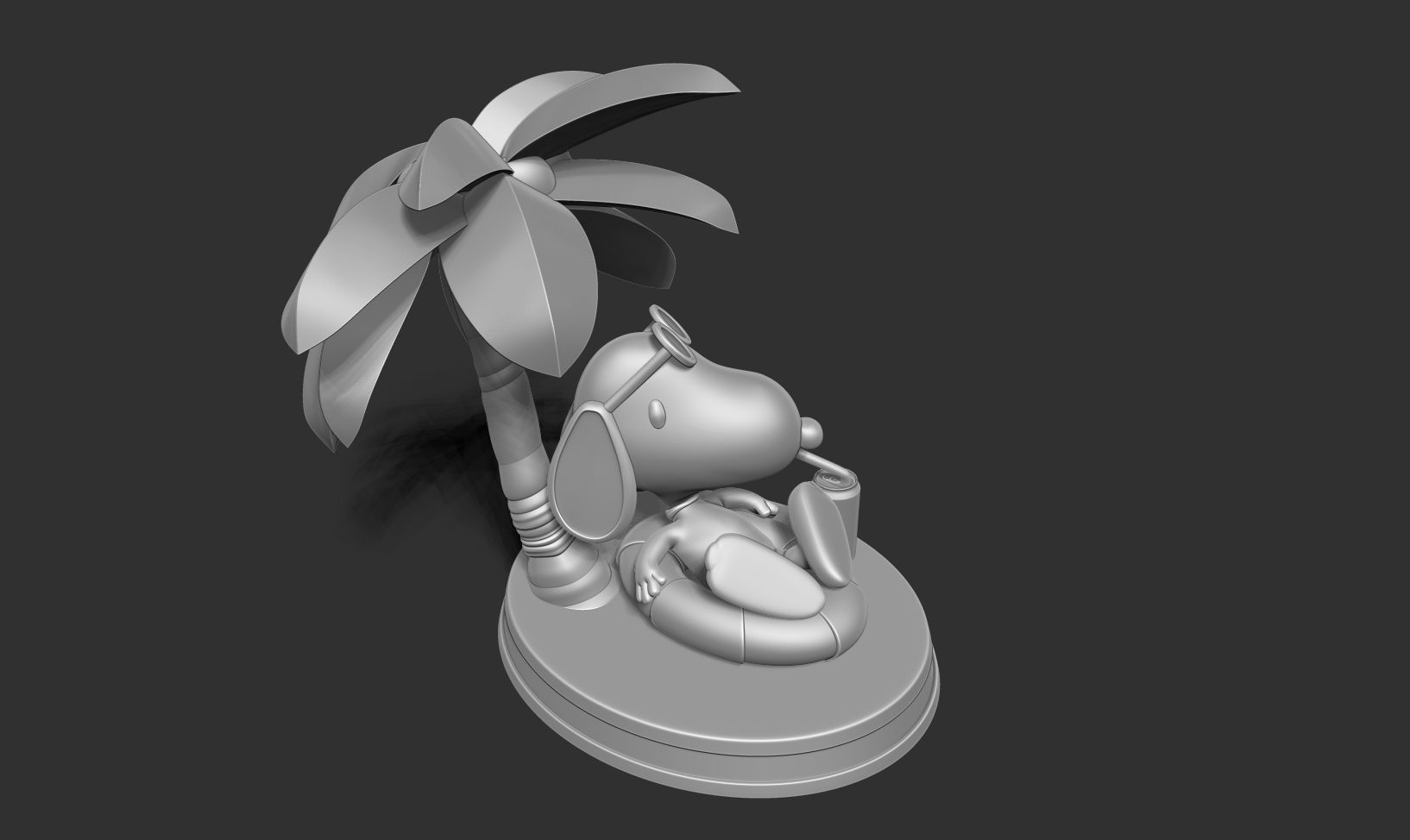 Snoopy at the beach free 3D model 3D printable | CGTrader