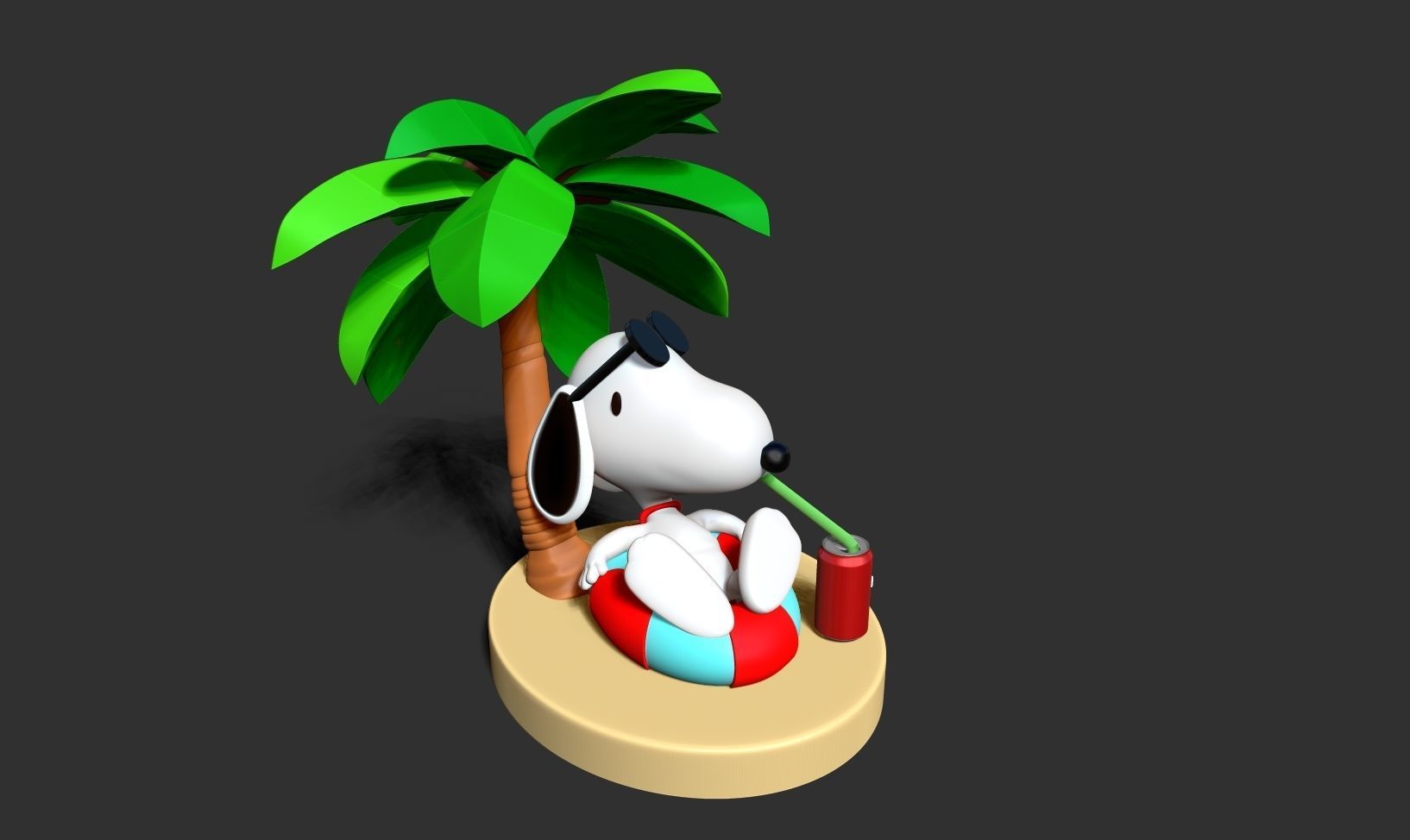 Snoopy at the beach free 3D model 3D printable | CGTrader