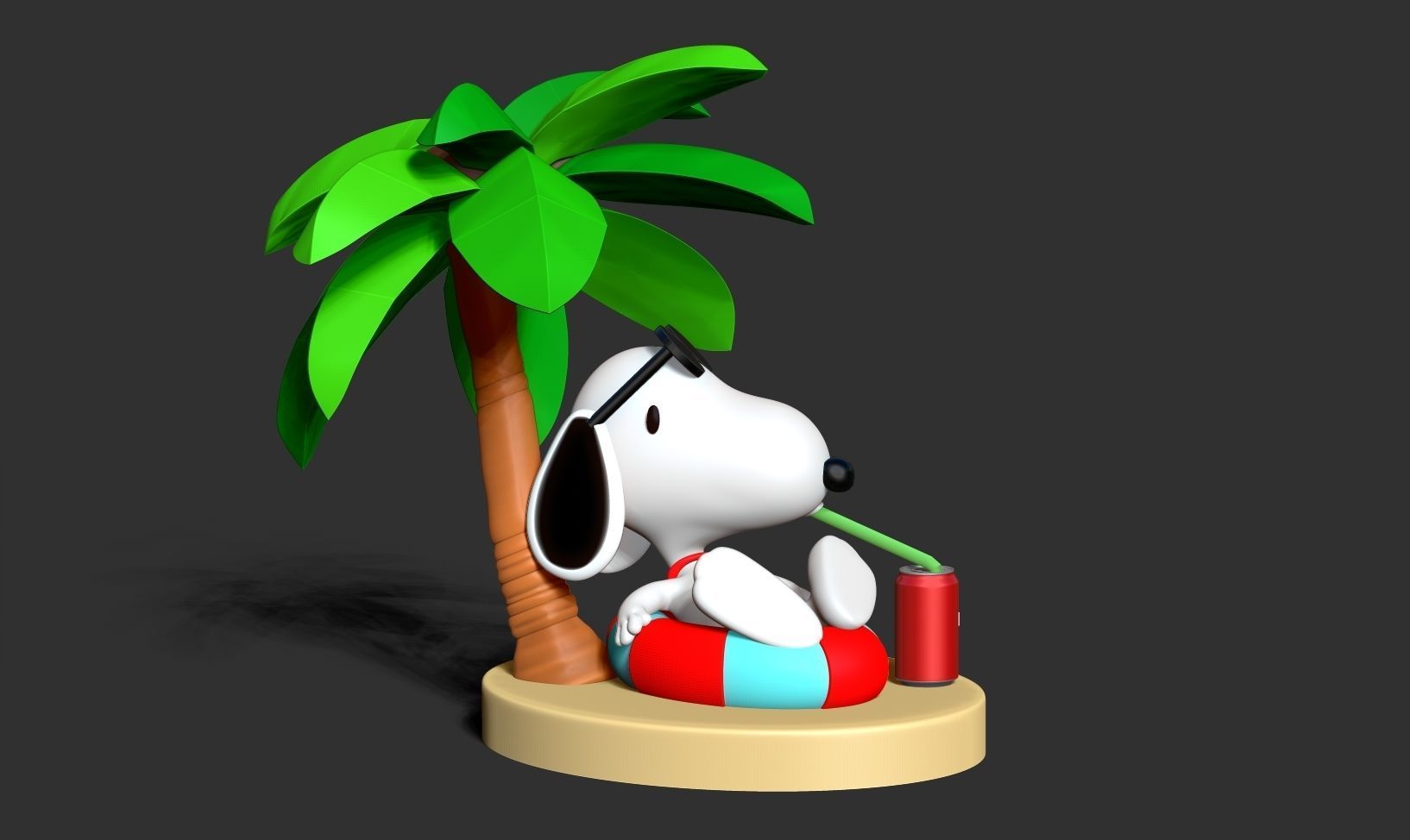 Snoopy at the beach free 3D model 3D printable | CGTrader
