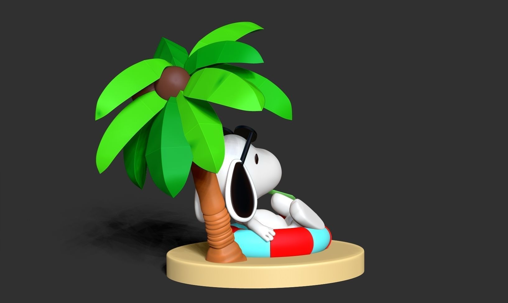 Snoopy at the beach free 3D model 3D printable | CGTrader