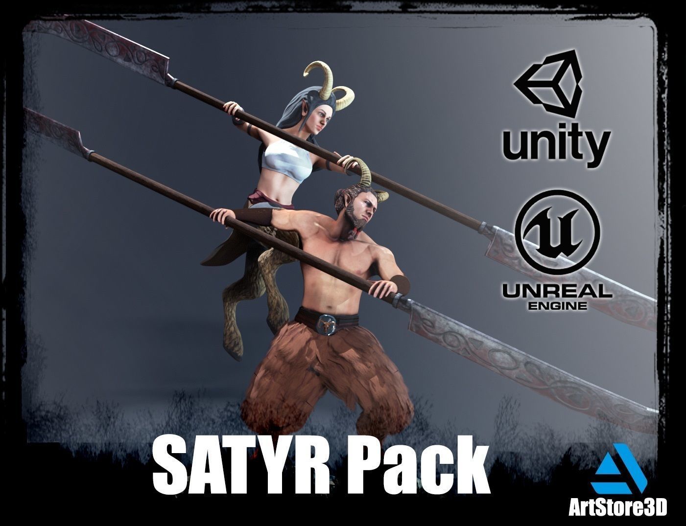 3D model Satyr Pack - Male - Female VR / AR / low-poly | CGTrader