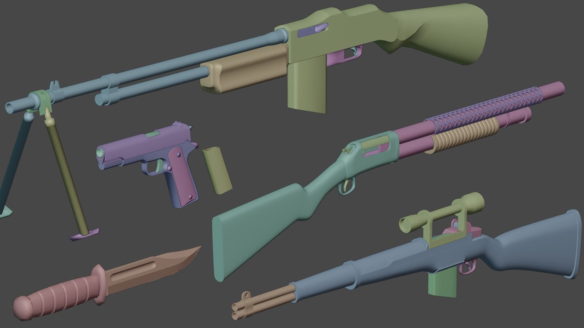 3D model LowPoly FPS Gun Weapon Pack Low-Poly 3D Model VR / AR / low ...