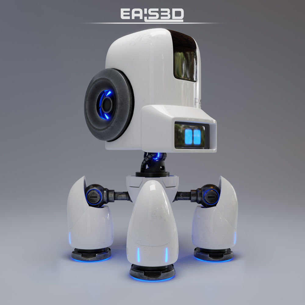 Cute Spider Robot White 3D model rigged | CGTrader