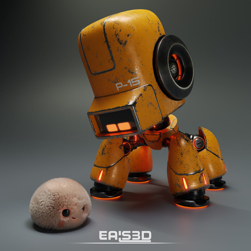 Cute Spider Robot Yellow 3D model rigged | CGTrader
