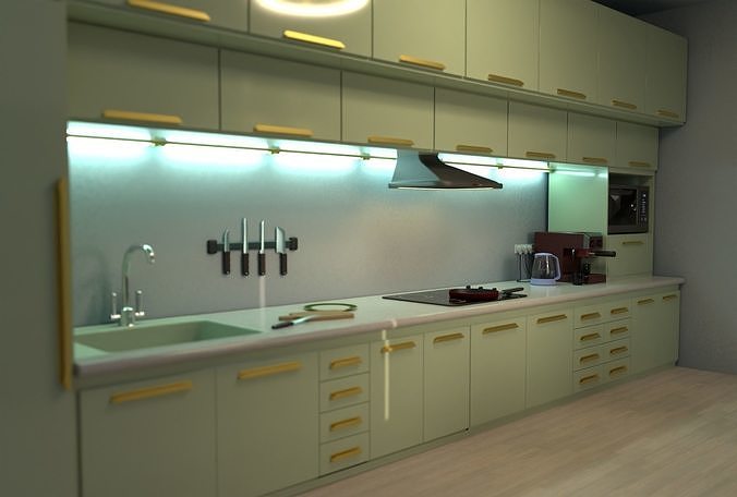 Kitchen with props 3D model | CGTrader