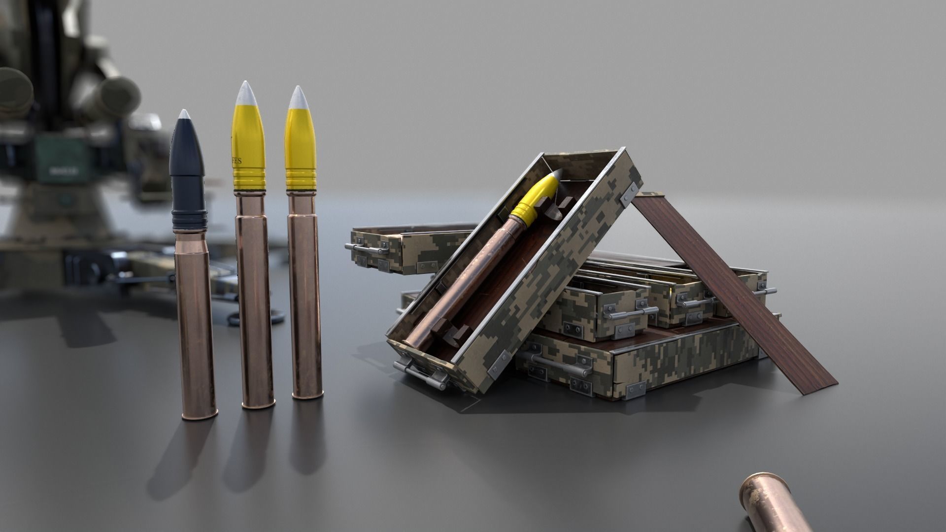 3D model Flak 88 mm anti air craft and anti Tank with ammo VR / AR ...