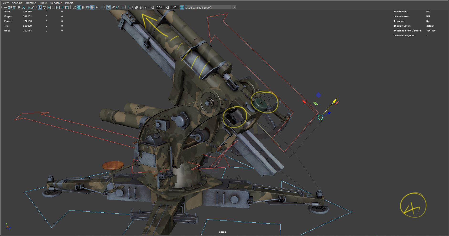 3D model Flak 88 mm anti air craft and anti Tank with ammo VR / AR ...