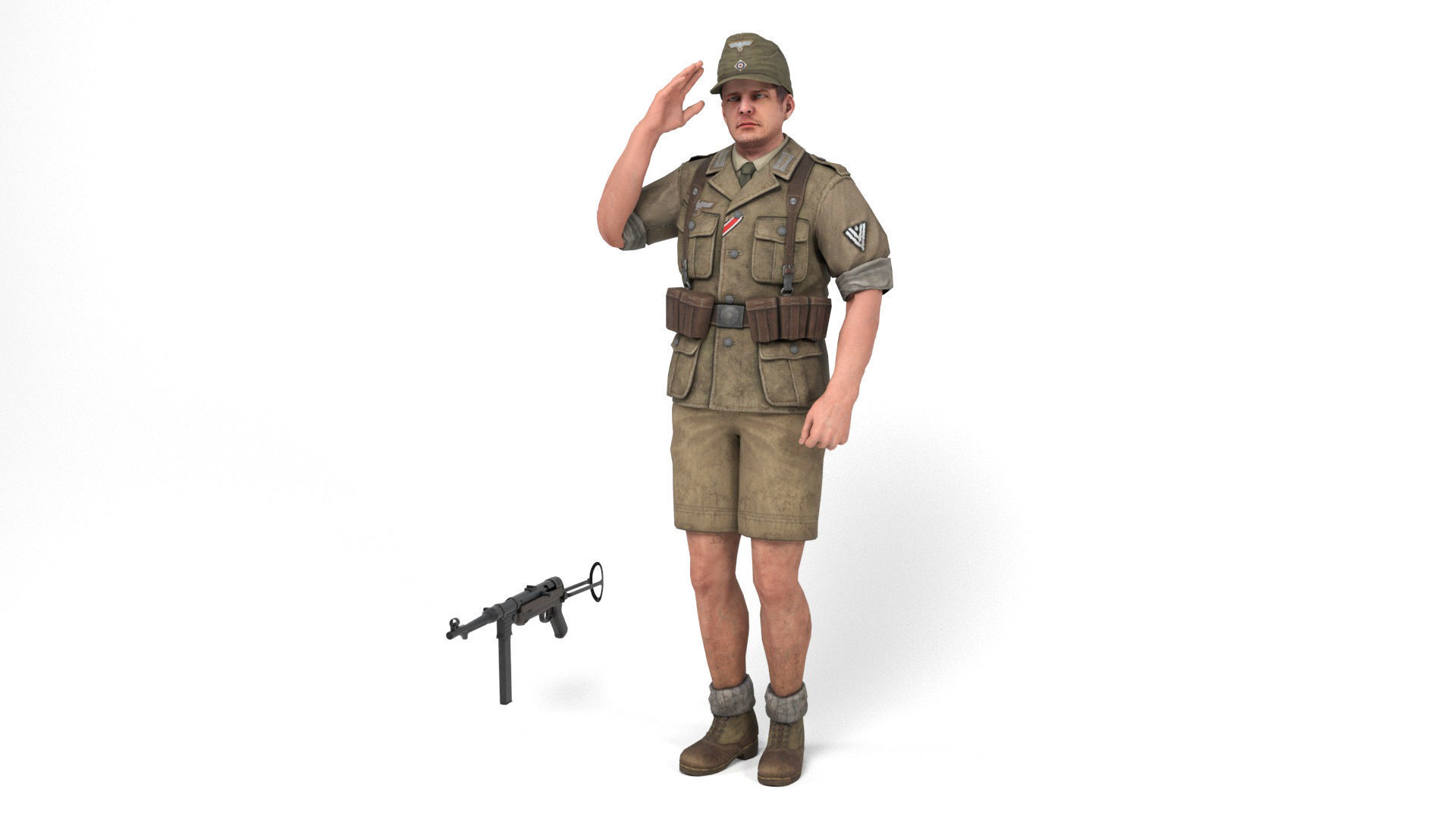 3d Model German Soldier 3 Afrika Korps Vr Ar Low Poly Rigged Animated Cgtrader