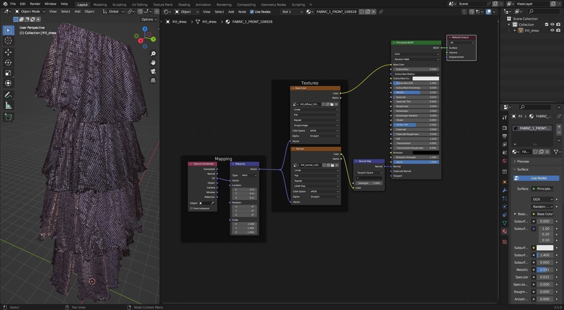 Frilled Sequin Dress Fitted to Gen8 Body Mesh 3D model | CGTrader
