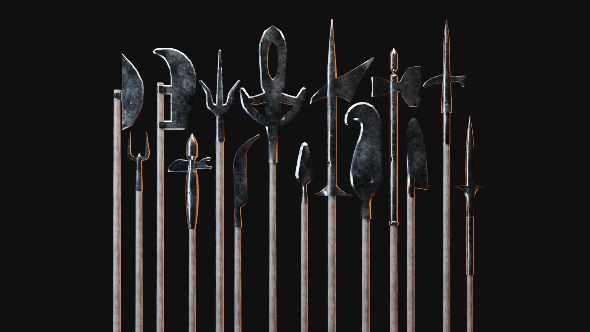 3D model Medieval Polearms metal wood VR / AR / low-poly | CGTrader
