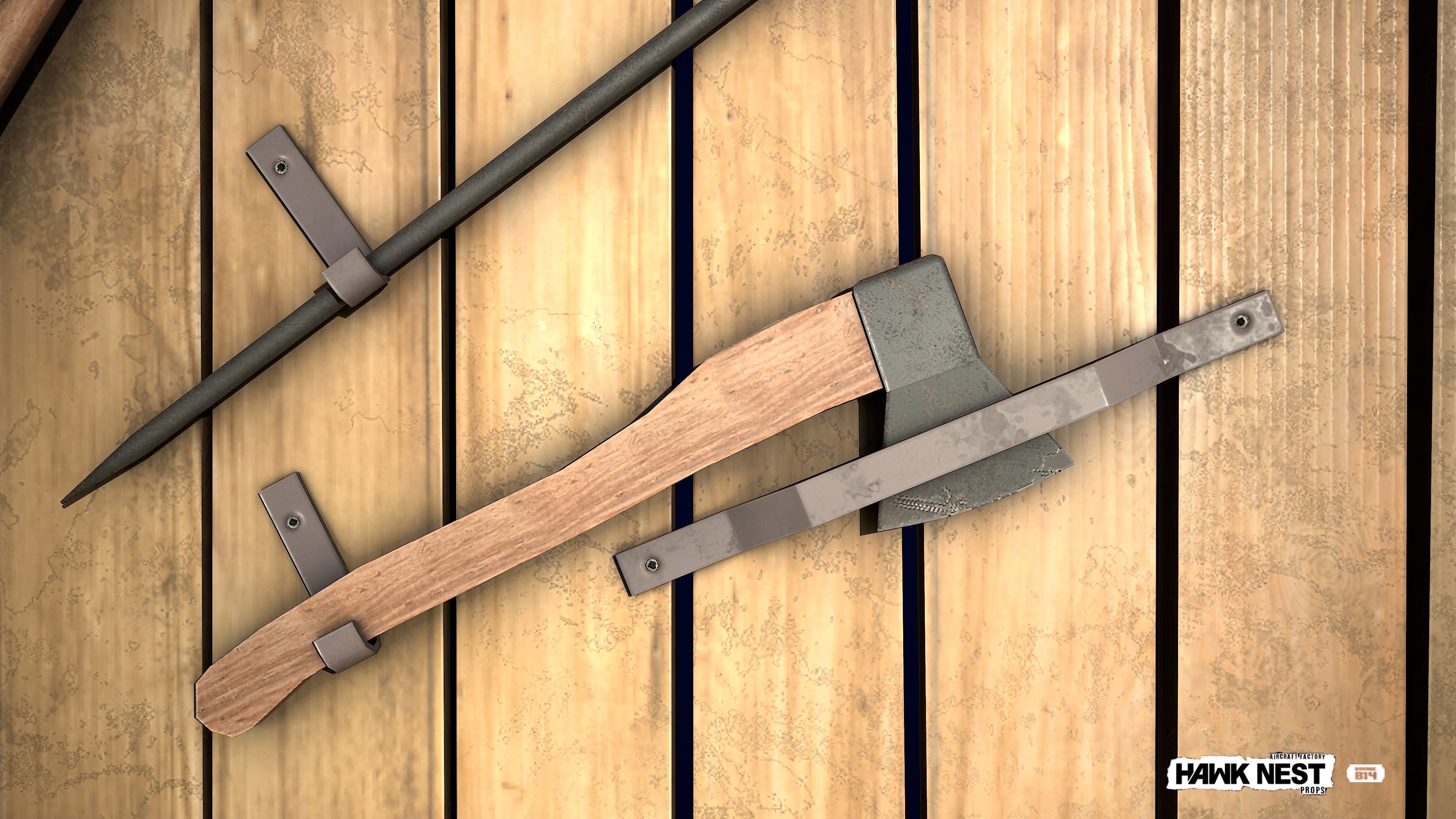 3D model Fireman shield with fire fighting and safety tools VR / AR ...