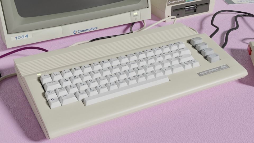 Commodore 64c all components scene 3D model | CGTrader