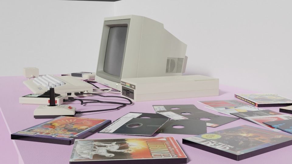 Commodore 64c all components scene 3D model | CGTrader