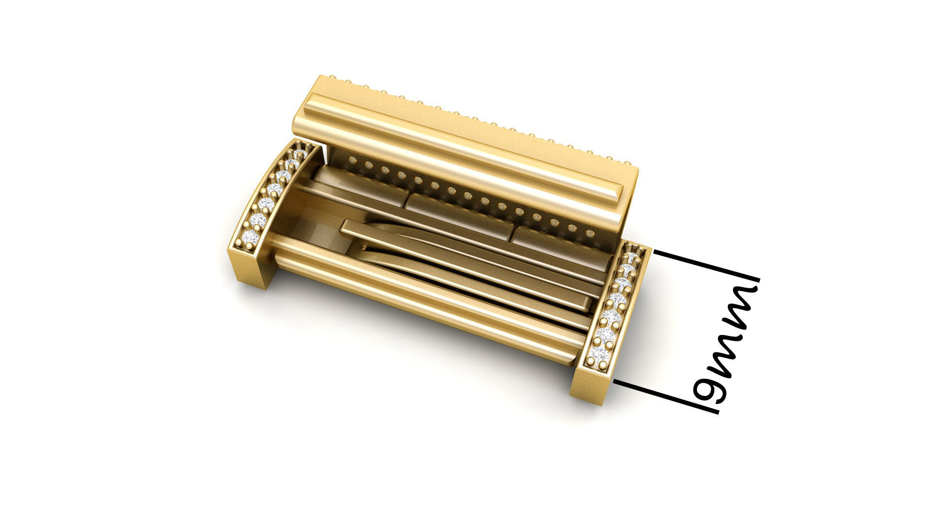 9 mm Rectangular Lock Box Combo of Plain and Diamond 3D Model ...