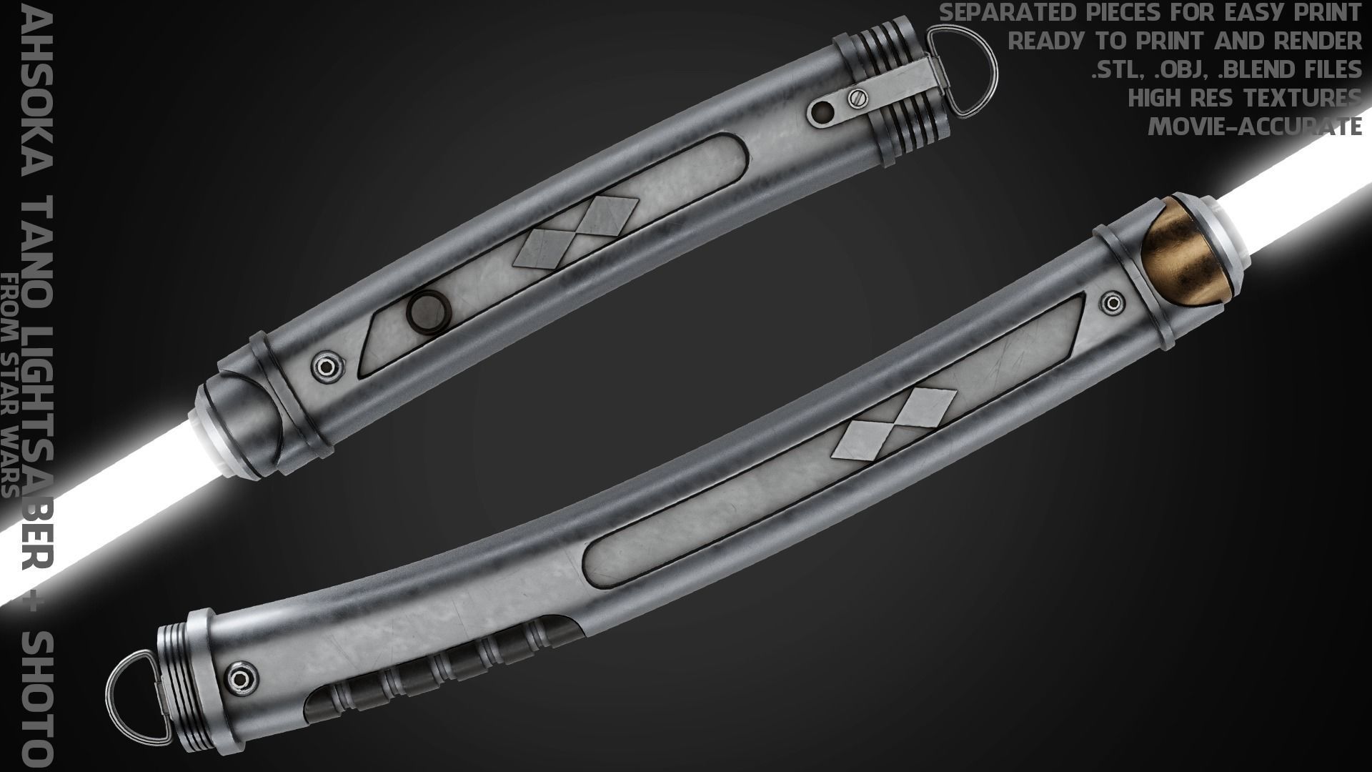 Ahsoka Tano White Lightsaber and Shoto for Cosplay 3D Model Collection ...