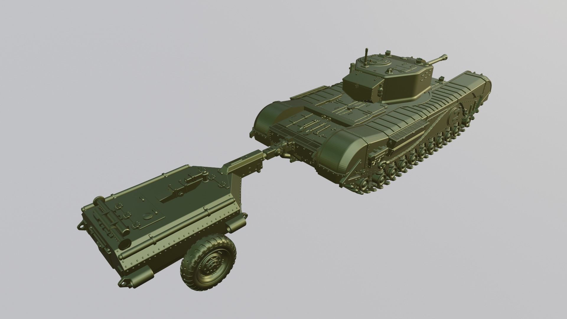 Churchill Crocodile with trailer - UK - WW2 and Korean War 3D model 3D ...