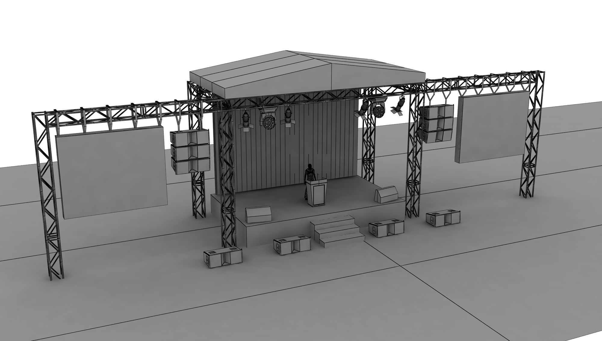 Concert Stage With Truss 3D model | CGTrader