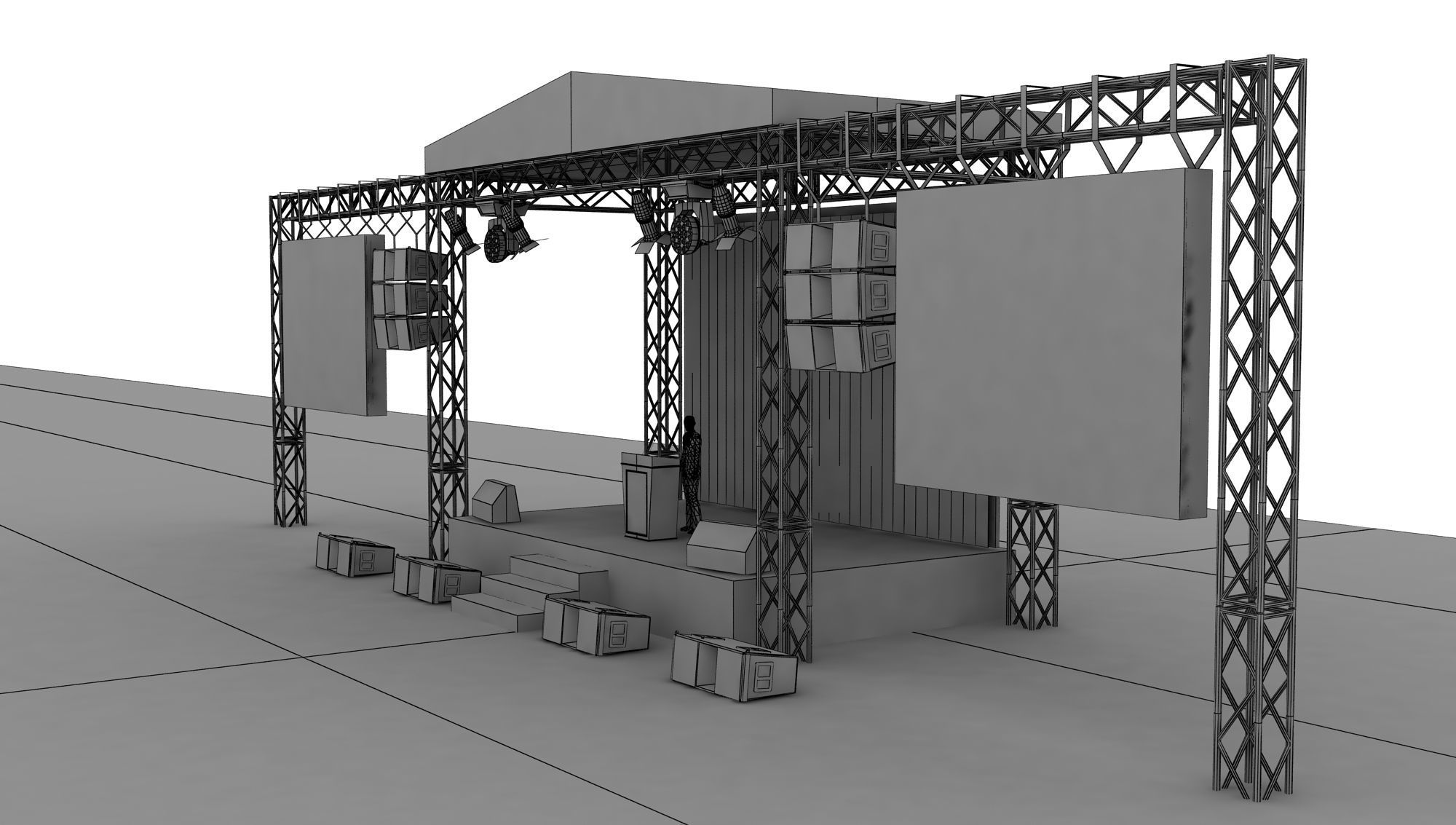 Concert Stage With Truss 3D model | CGTrader