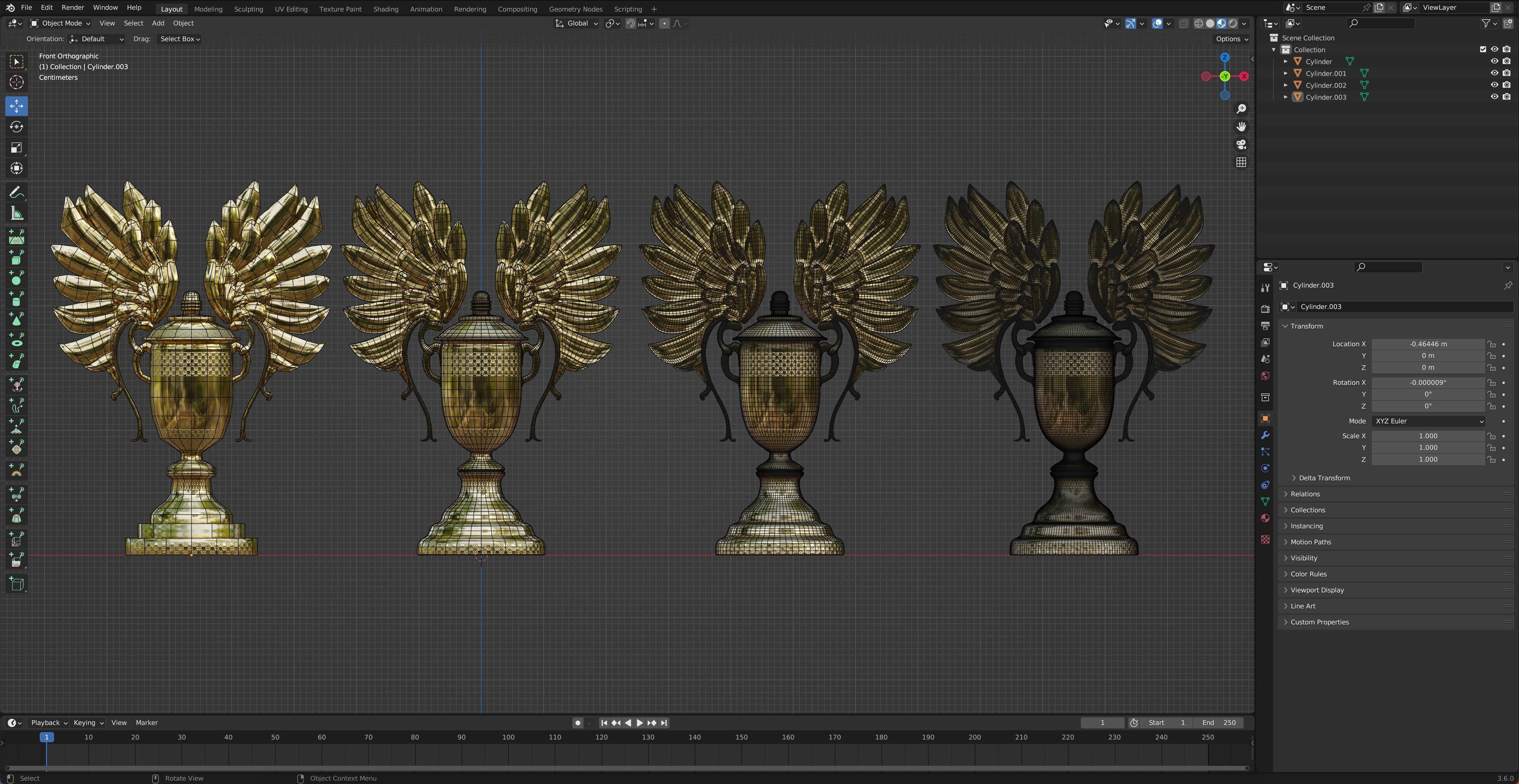 Golden Trophy Wing 3D model | CGTrader