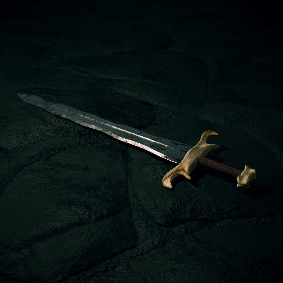 Shortsword with bone hilt free 3D model | CGTrader