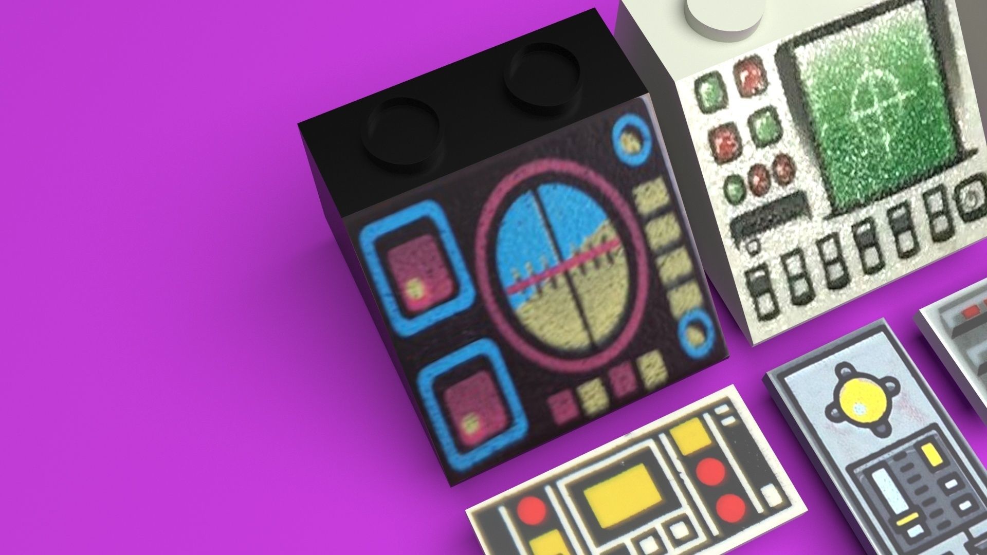 Lego Aircraft Indicators Set With Radars And Controllers 3D model ...